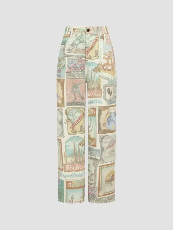 ALEMAIS Andie Printed Mid-rise Straight-leg Jeans
