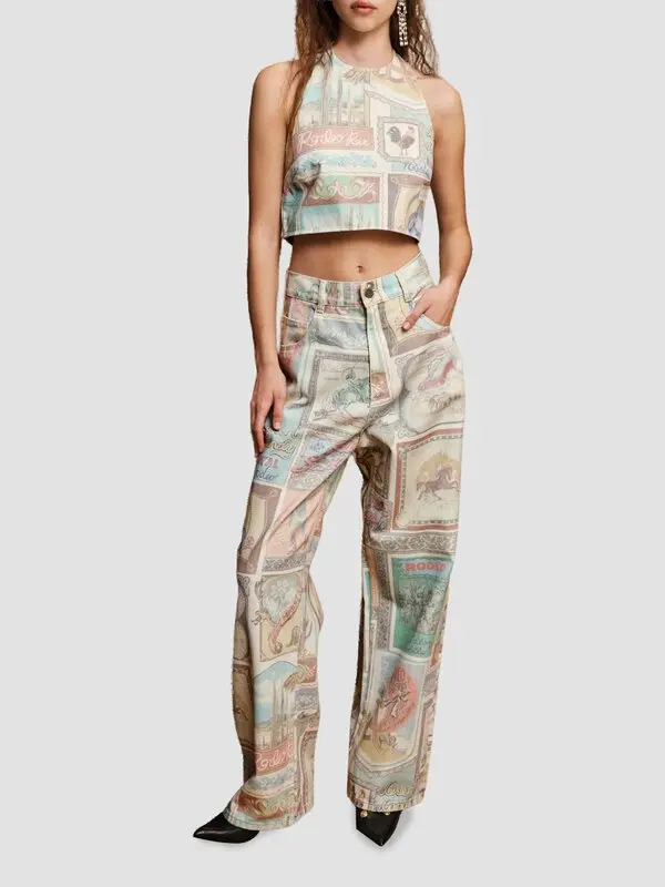 ALEMAIS Andie Printed Mid-rise Straight-leg Jeans