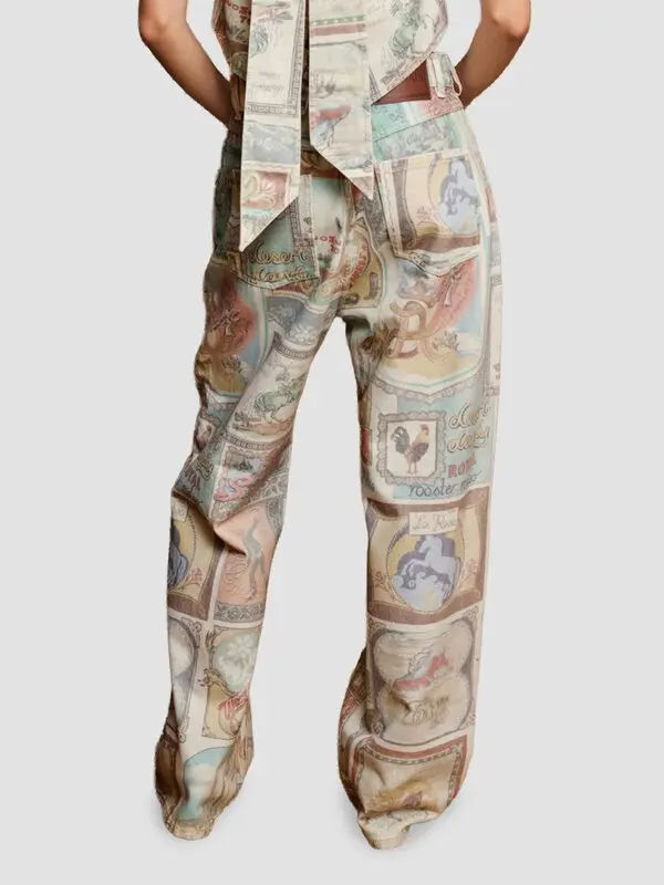 ALEMAIS Andie Printed Mid-rise Straight-leg Jeans