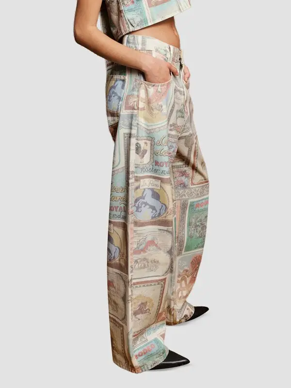 ALEMAIS Andie Printed Mid-rise Straight-leg Jeans