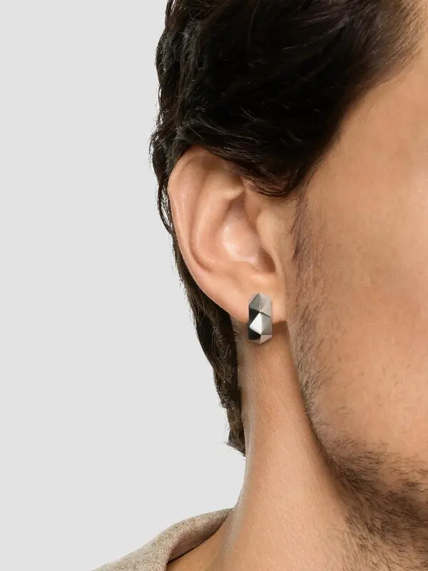 David Yurman Faceted Hoop Earring In Sterling 14.5mm - Silver