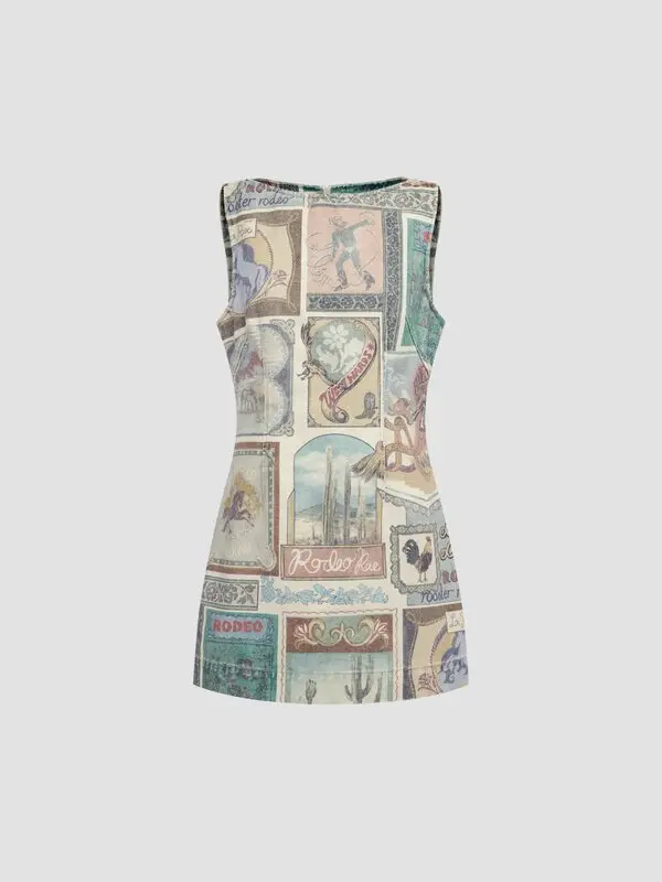 ALEMAIS Andie Printed Denim Mini Dress