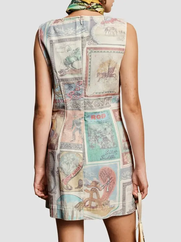 ALEMAIS Andie Printed Denim Mini Dress