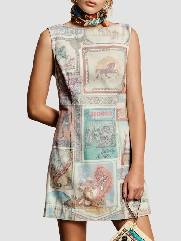 ALEMAIS Andie Printed Denim Mini Dress