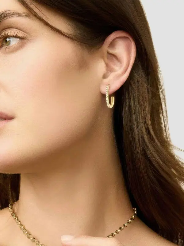 ORADINA 14k Yellow Regal Diamond J Earrings