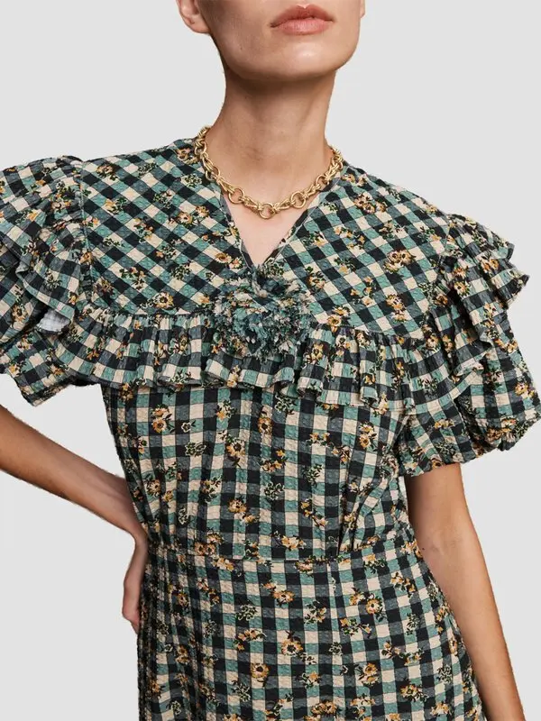 ALEMAIS Outrider Checked Cotton Seersucker Dress