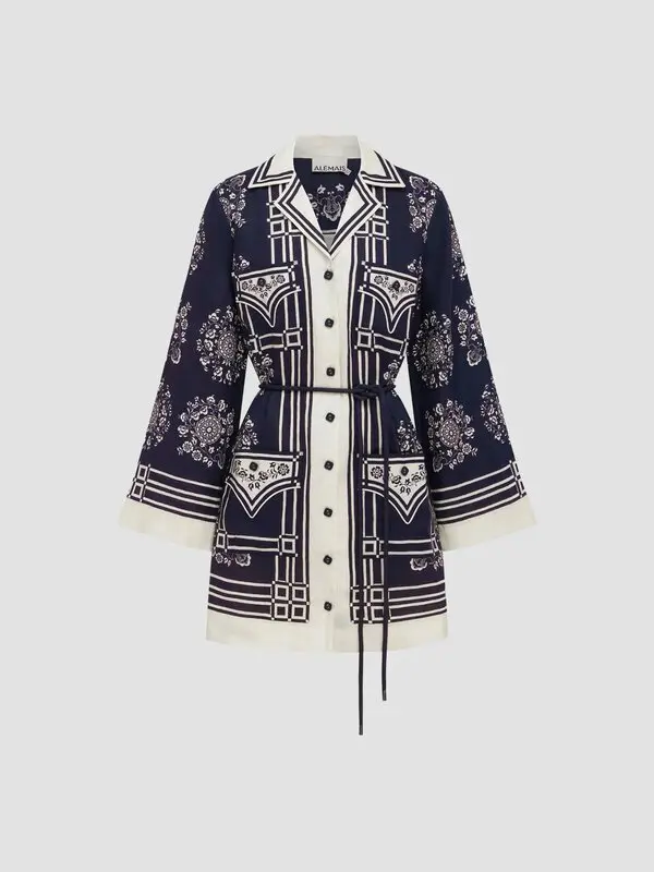 ALEMAIS Banderra Linen Mini Shirtdress