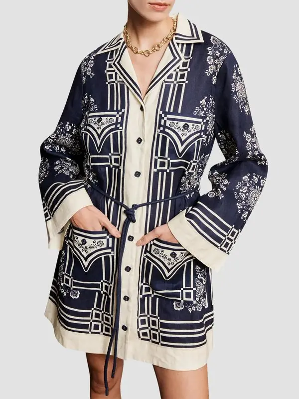 ALEMAIS Banderra Linen Mini Shirtdress
