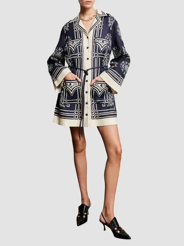ALEMAIS Banderra Linen Mini Shirtdress