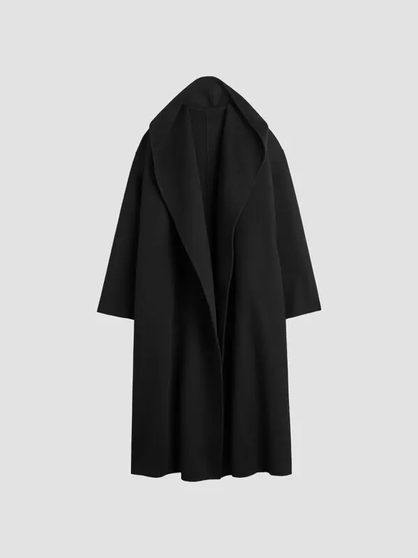 TOTEME Hoodie Wool Belted Coat - Black