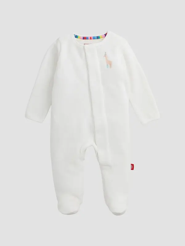 MAGNETIC ME Baby's Embroidered Cotton-blend Velour Footie