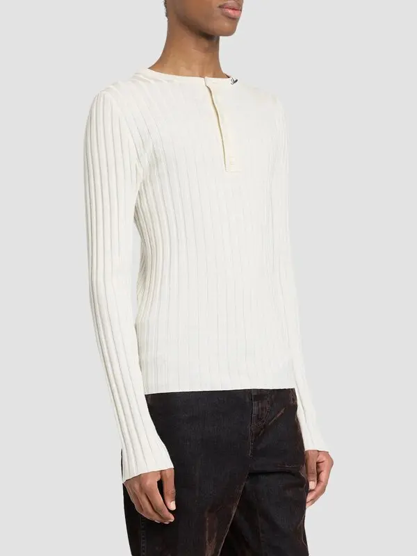 Amiri Logo Script Knit Henley Top