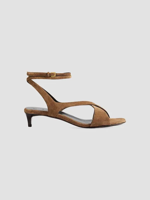 Khaite Liria 35mm Suede Ankle Strap Sandals - Dattero