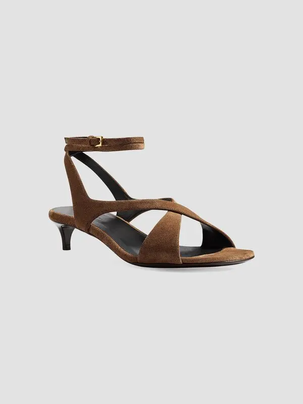 Khaite Liria 35mm Suede Ankle Strap Sandals - Dattero