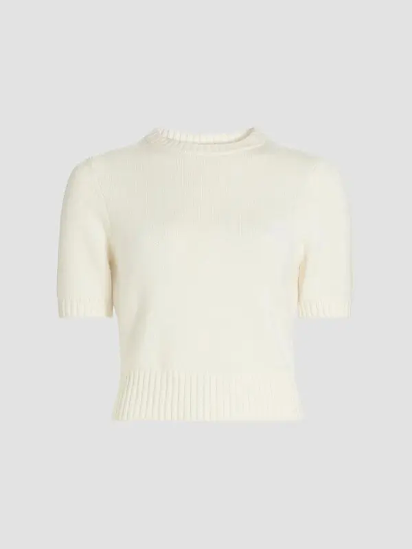 TOCCIN Elsie Wool-cashmere Short-sleeve Sweater - Ivory