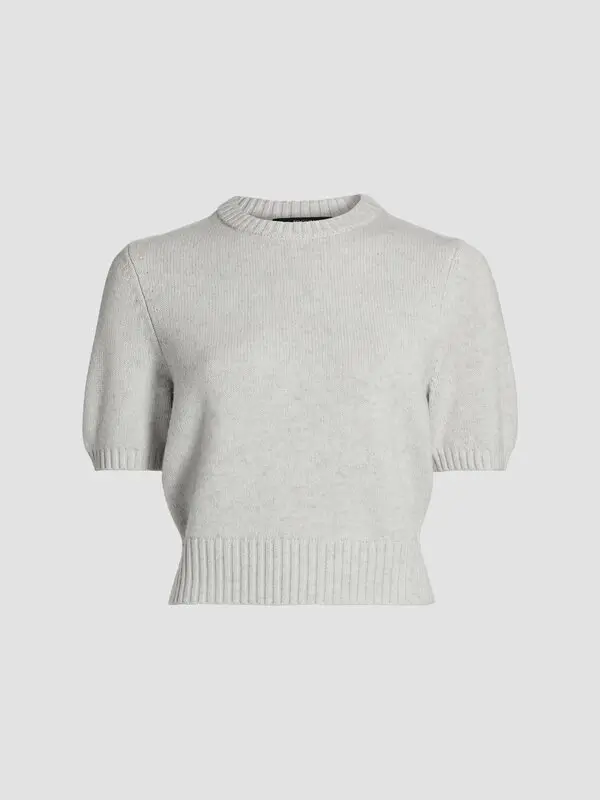 TOCCIN Elsie Wool-cashmere Short-sleeve Sweater - Soft Grey