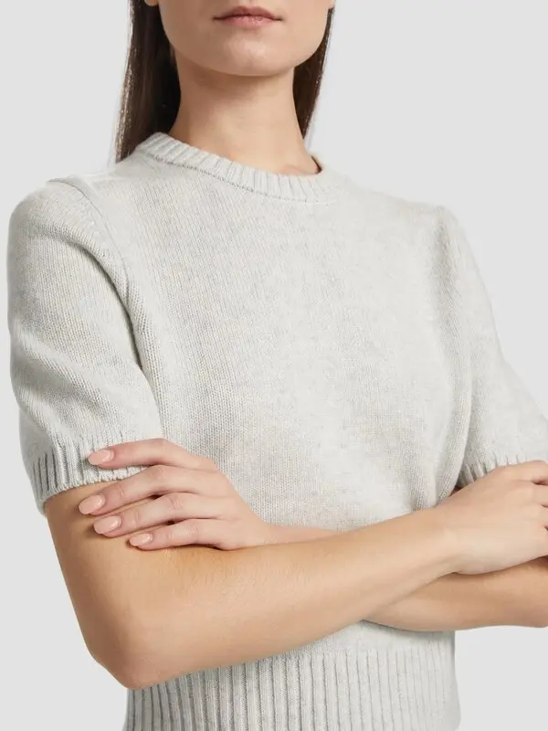 TOCCIN Elsie Wool-cashmere Short-sleeve Sweater - Soft Grey