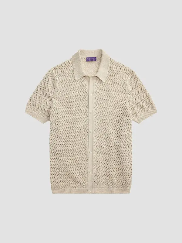Ralph Lauren Purple Label Textured Cotton Short-sleeve Cardigan