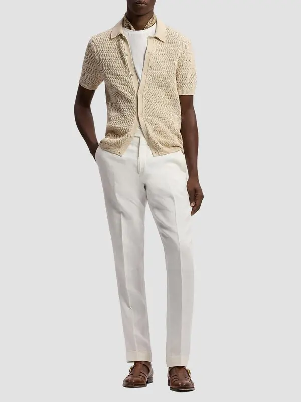 Ralph Lauren Purple Label Textured Cotton Short-sleeve Cardigan