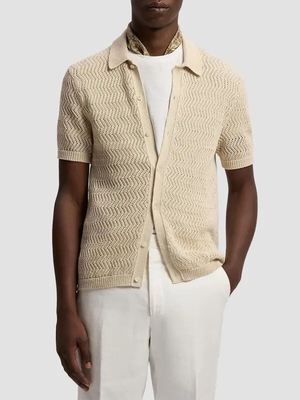Ralph Lauren Purple Label Textured Cotton Short-sleeve Cardigan