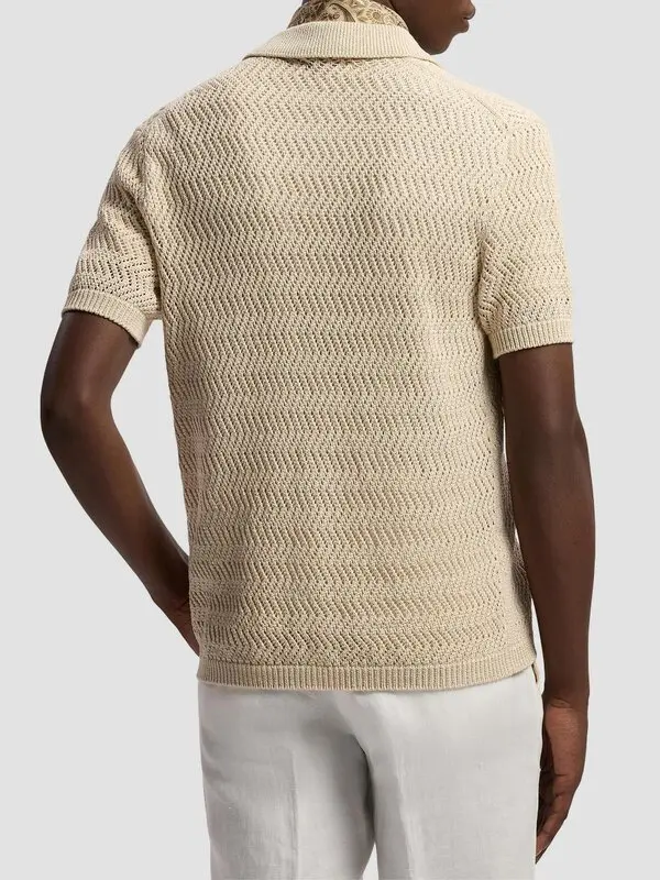 Ralph Lauren Purple Label Textured Cotton Short-sleeve Cardigan