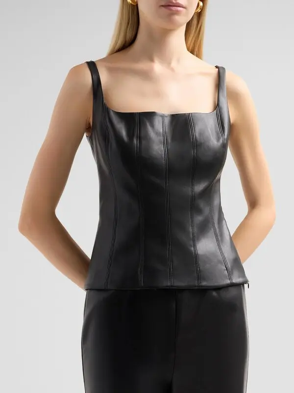 TOCCIN Bibi Sculpted Faux Leather Top