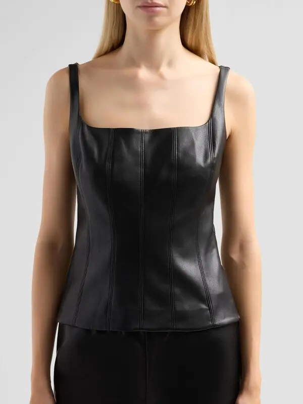 TOCCIN Bibi Sculpted Faux Leather Top