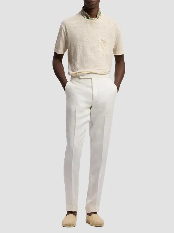 Ralph Lauren Purple Label Pocket Linen Jersey T-shirt - Limestone
