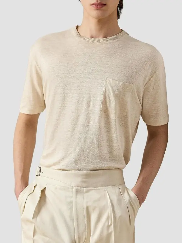 Ralph Lauren Purple Label Pocket Linen Jersey T-shirt - Limestone