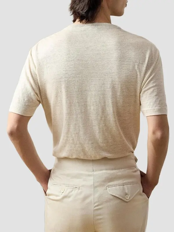 Ralph Lauren Purple Label Pocket Linen Jersey T-shirt - Limestone