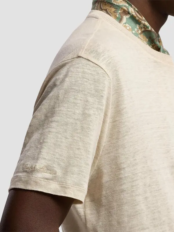 Ralph Lauren Purple Label Pocket Linen Jersey T-shirt - Limestone
