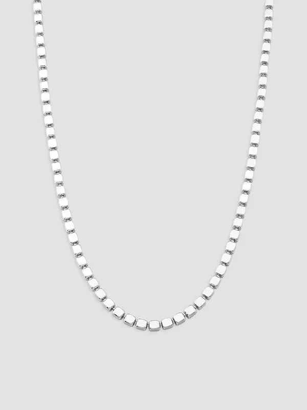 ORADINA Modern Cube Link Necklace In Sterling
