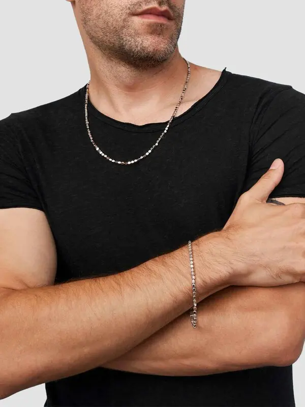 ORADINA Modern Cube Link Necklace In Sterling