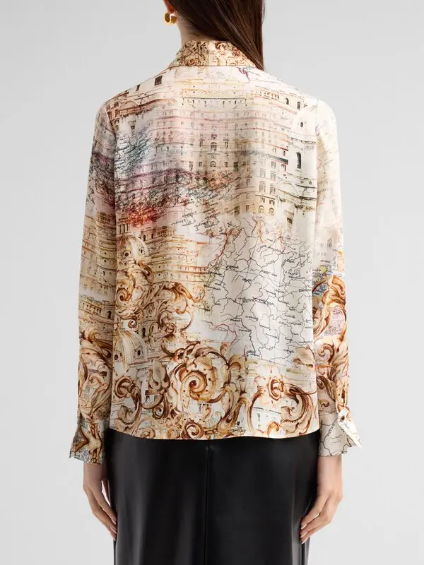 Elie Tahari Madeline Printed Silk-blend Button-front Blouse - Dream Map Print