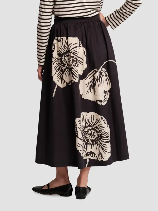 FRANCES VALENTINE Phoebe Floral Cotton Midi Skirt