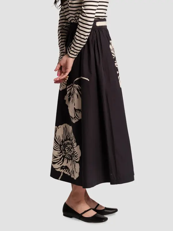 FRANCES VALENTINE Phoebe Floral Cotton Midi Skirt