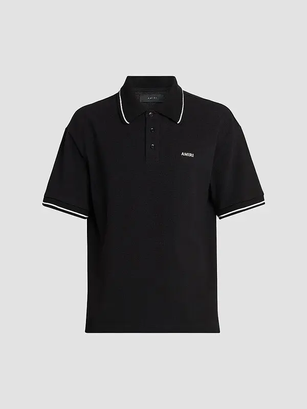 Amiri Logo Cotton Polo Shirt - Black