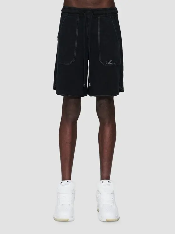 Amiri Script Linen-blend Shorts - Black