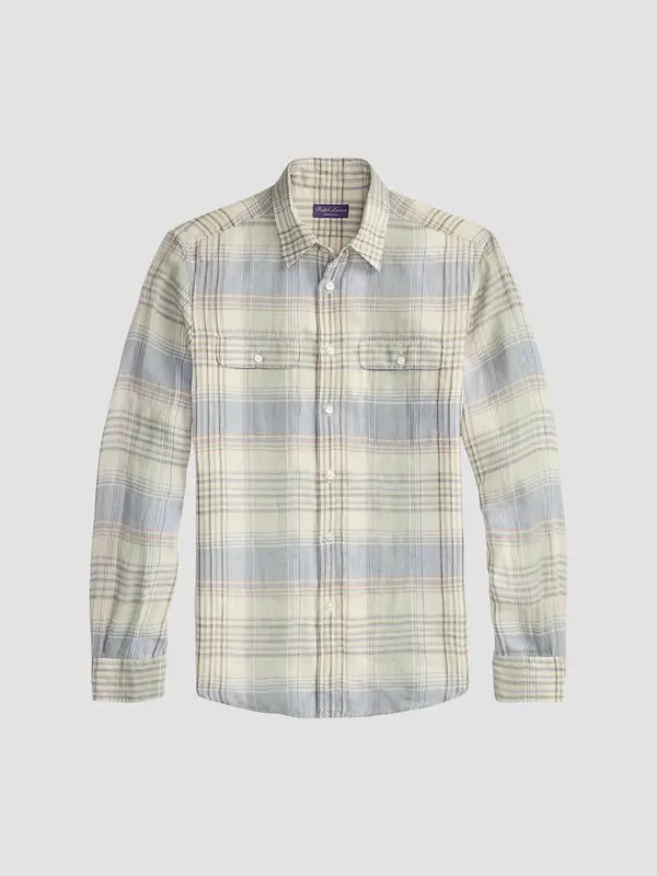 Ralph Lauren Purple Label Plaid Linen Sport Shirt