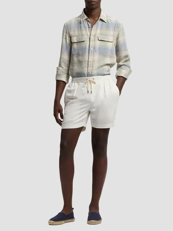 Ralph Lauren Purple Label Plaid Linen Sport Shirt