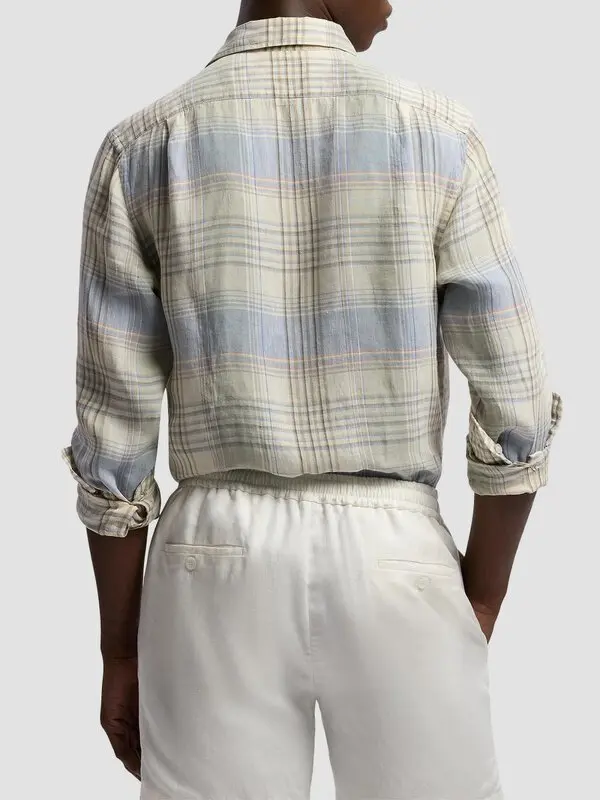 Ralph Lauren Purple Label Plaid Linen Sport Shirt