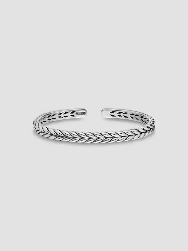 David Yurman Chevron Flex Bracelet In Sterling 6.4mm
