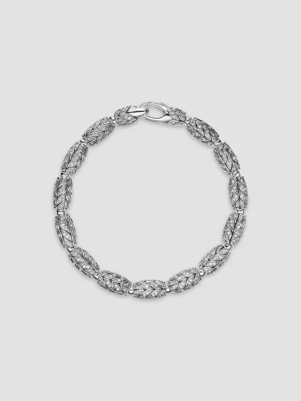 David Yurman Chevron Bead Bracelet In Sterling Silver - Diamond