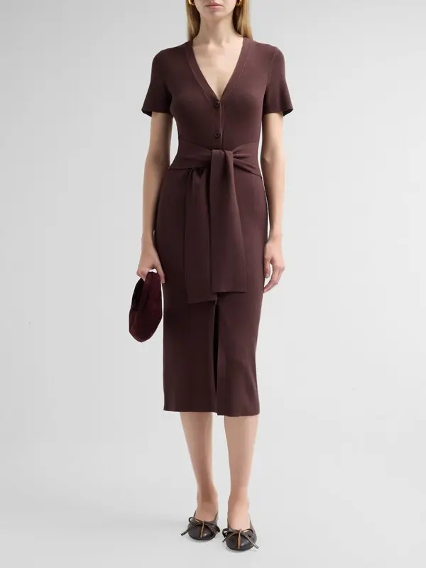 TOCCIN Agnes Short-sleeve Cardigan Midi Dress