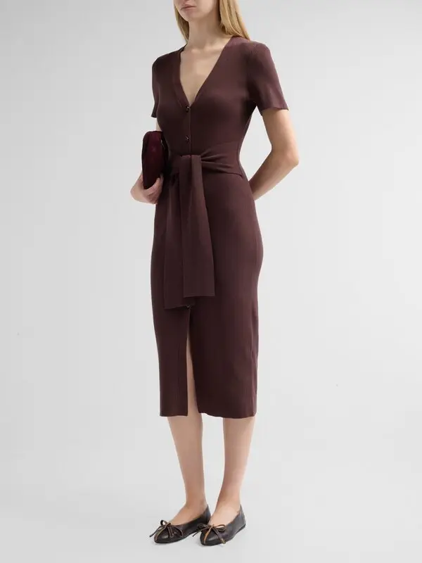 TOCCIN Agnes Short-sleeve Cardigan Midi Dress