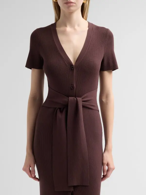 TOCCIN Agnes Short-sleeve Cardigan Midi Dress
