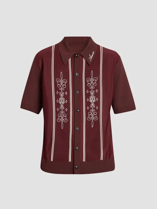 Amiri Abstract Paneled Wool-blend Short-sleeve Shirt