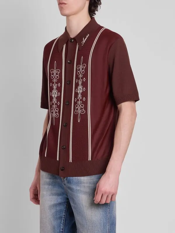 Amiri Abstract Paneled Wool-blend Short-sleeve Shirt