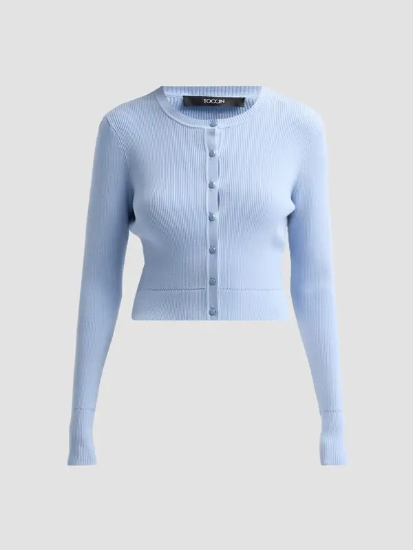 TOCCIN Zoe Cropped Fitted Cardigan - Sky