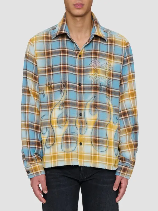 Amiri Ma Quad Flames Flannel Shirt